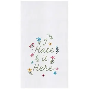 C&F HOME Hate It Here Kitchen And Bathroom Embroidered Hand Towel - Green