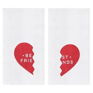 C&F HOME Best Friends Kitchen And Bathroom Embroide Hand Towels Set Of 2 - Red