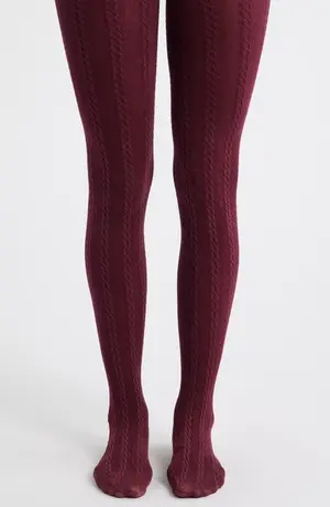 Nordstrom Cable Knit Tights - Burgundy