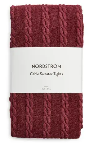 Nordstrom Cable Knit Tights - Burgundy