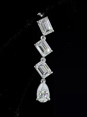 JEWELS AFICIONADO 14k White Gold 5.12 Tcw Diamond Drop Earrings