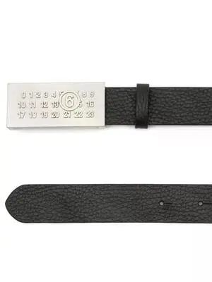 MAISON MARGIELA Numeric Plaque Leather Belt - Black