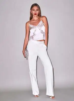 FLEUR DU MAL Juliet Lace Silk Camisole - Vanilla