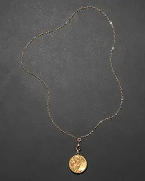 Alexis Bittar Antique Victorian 14k Filled Locket Necklace - Gold