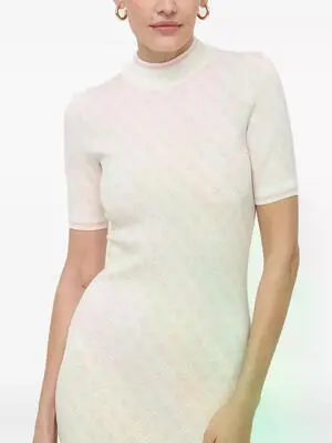 Guess Patterned Short Sleeve Dress - Neutrals