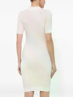 Guess Patterned Short Sleeve Dress - Neutrals