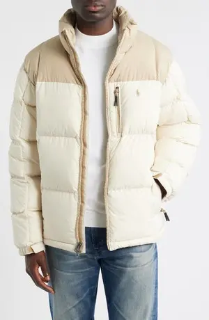 Polo Ralph Lauren Gorham Down Jacket With Removable Hood - Classic Tan/andover Cream