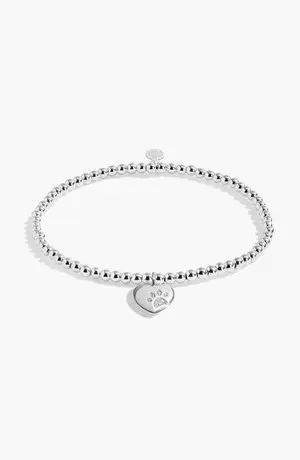 A LITTLES & CO Silver Plated Paw Print Heart Charm Bracelet - Metallic Silver