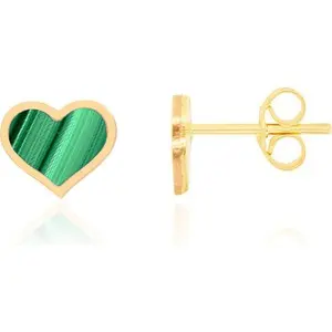 THE LOVERY FINE JEWELRY Heart Stud Earrings - Malachite