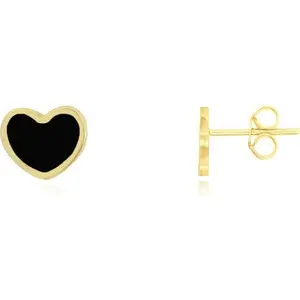 THE LOVERY FINE JEWELRY Mini Heart Stud Earrings - Onyx