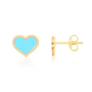 THE LOVERY FINE JEWELRY Heart Stud Earrings - Turquoise