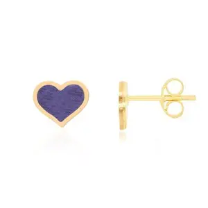 THE LOVERY Heart Stud Earrings - Amethyst