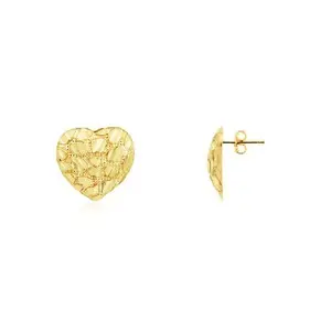 THE LOVERY FINE JEWELRY Gold Rockstud Heart Stud Earrings - Yellow Gold
