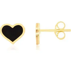 THE LOVERY FINE JEWELRY Heart Stud Earrings - Onyx