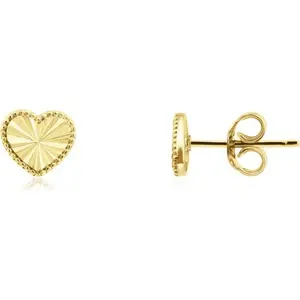 THE LOVERY FINE JEWELRY Fluted Heart Stud Earrings - Yellow Gold