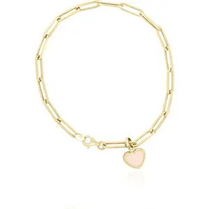 THE LOVERY FINE JEWELRY Heart Paperclip Chain Bracelet - Pink Pearl