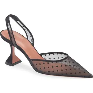 Amina Muaddi Holli Swiss Dot Slingback Pump