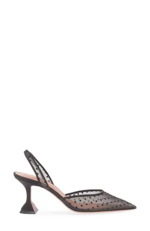 Amina Muaddi Holli Swiss Dot Slingback Pump