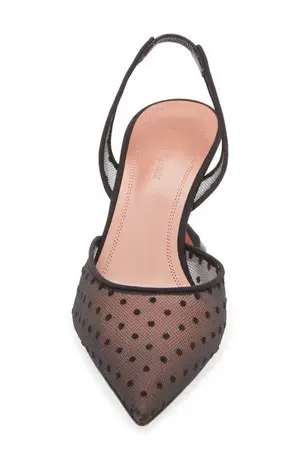 Amina Muaddi Holli Swiss Dot Slingback Pump