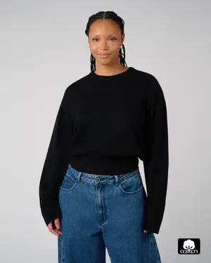 WeWoreWhat Cropped Cotton-wool Blend Crewneck Sweater