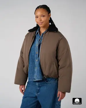 WeWoreWhat Cotton Twill Jacket With Faux-fur Collar