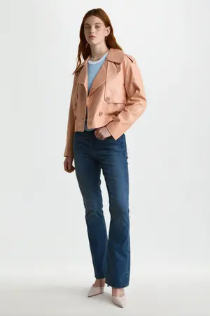 FURNIQ UK Lola Leather Jacket - Peach