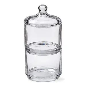 TAG Glass Stacking Jar With Lid Decorative Kitchen Canister - White