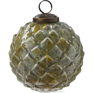 TAG Gilded Glass Ball Ornament For Christmas Tree Decor - Yellow