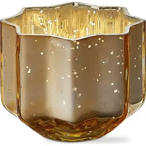 TAG Christmas Gold Starlight Blown Glass Tealight Candle Holder - Yellow