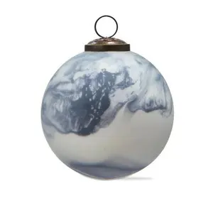 TAG Marble Glass Christmas Tree Ornament Elegant Holiday Decor - Gray