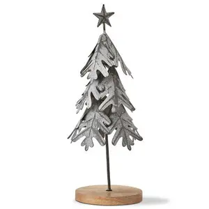 TAG Handcrafted Iron Leaf Tree Decor Holiday Sculpture - Gray