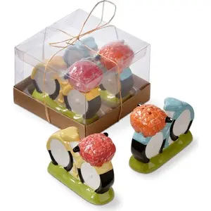 TAG Flower Basket Ceramic Salt And Pepper Shakers Set Of Two - Multicolored