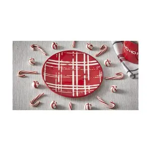 TAG Plaid Ceramic Appetizer Plate Dishwasher Safe Dining