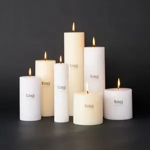 TAG Chapel Pillar Candles Unscented Long Burning Set Of 4