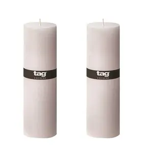 TAG Ivory Pillar Wax Candle Set Of 2 Unscented Long Burning - White