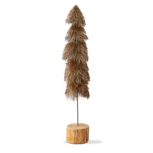 TAG Large Taupe Sisal Tree Holiday Decorative Sculpture For Christmas - Brown