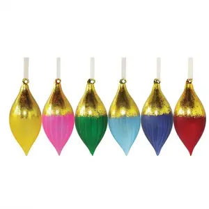 CAROL & FRANK Boho Multicolor Set Of 6 Christmas Lightbulb Ornaments - Gold