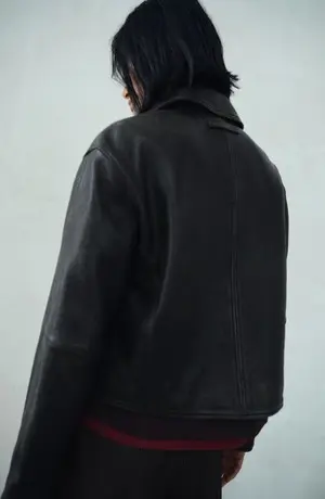 Mango Leather Bomber Jacket