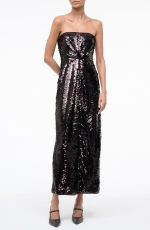 Staud Cece Sequin Strapless Maxi Dress
