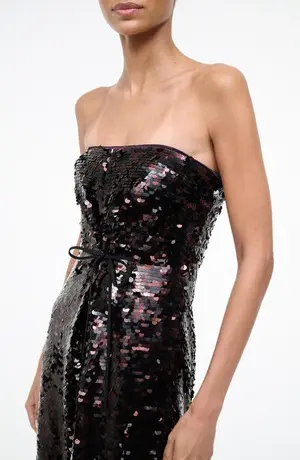 Staud Cece Sequin Strapless Maxi Dress
