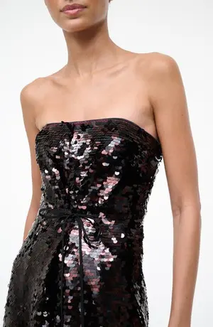 Staud Cece Sequin Strapless Maxi Dress