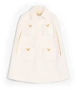 Valentino Garavani Wool-Silk Cape Ivory