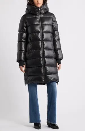 Bcbgmaxazria Water Resistant Hooded Puffer Coat - Black