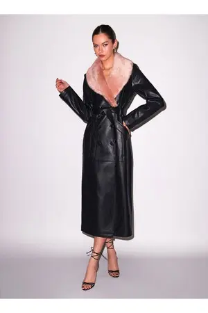 FLEUR DU MAL Vegan Leather & Faux Fur Coat
