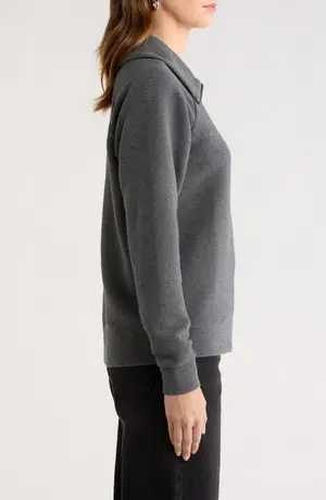 Caslon Ottoman Half Zip Pullover - Grey Dark Charcoal Heather