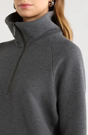 Caslon Ottoman Half Zip Pullover - Grey Dark Charcoal Heather
