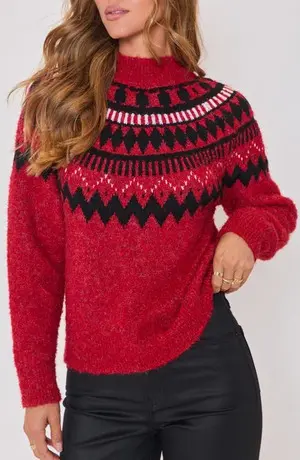 VICI Aprés Ski Fair Isle Mock Neck Sweater
