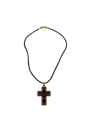 KENNETH JAY LANE Stone Cross Pendant Necklace - Black