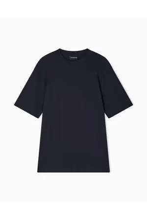 Emporio Armani Intarsia-effect Jacquard Jersey T-shirt - Navy