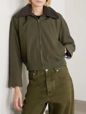 Bottega Veneta Intrecciato Leather-trimmed Cotton-twill Jacket